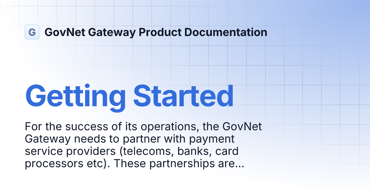 Getting Started | GovNet Gateway Product Documentation