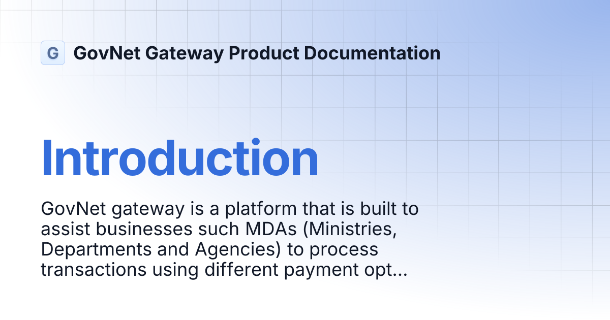 Introduction | GovNet Gateway Product Documentation